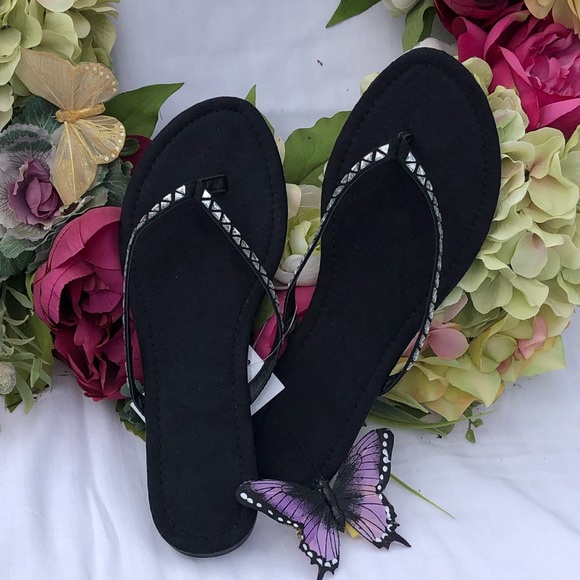 Shoes | Rhinestone Suede Flip Flops | Poshmark